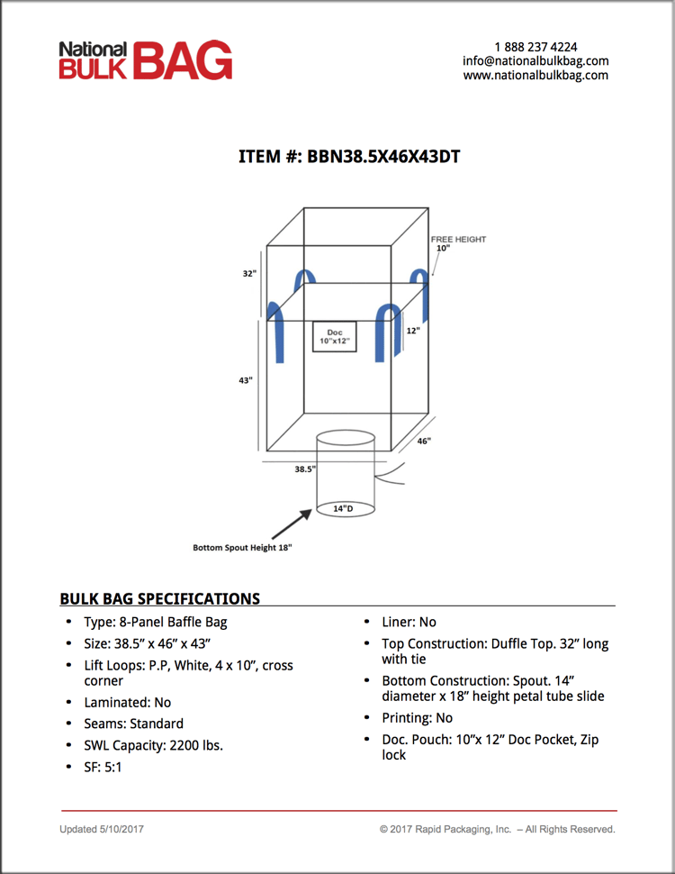 Download Our Food Grade Bulk Bag Spec Sheets!